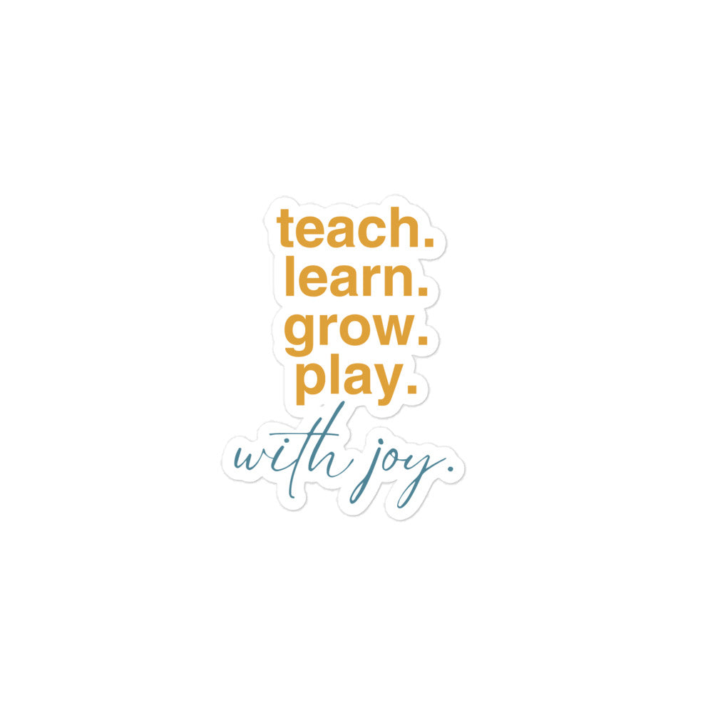 Teach Learn Grow Play Sticker – Kind Cotton